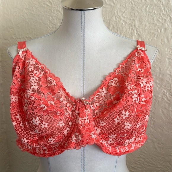 Adore Me | Intimates & Sleepwear | Adore Me Coral Pink Floral Sheer ...